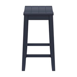 Hillsdale, Fiddler Wood Backless Counter Height Stool with Saddle-Style Seat, Navy