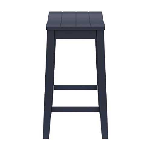 Hillsdale, Fiddler Wood Backless Counter Height Stool with Saddle-Style Seat, Navy