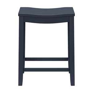 Hillsdale, Fiddler Wood Backless Counter Height Stool with Saddle-Style Seat, Navy