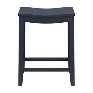 Hillsdale, Fiddler Wood Backless Counter Height Stool with Saddle-Style Seat, Navy