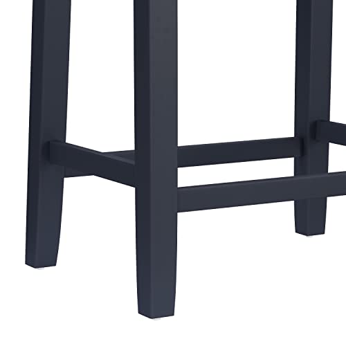 Hillsdale, Fiddler Wood Backless Counter Height Stool with Saddle-Style Seat, Navy