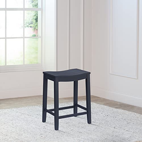 Hillsdale, Fiddler Wood Backless Counter Height Stool with Saddle-Style Seat, Navy