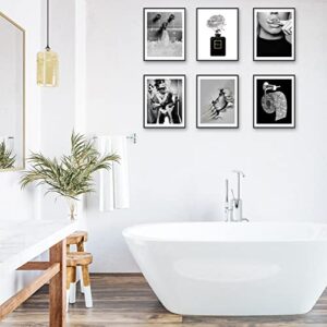 HoozGee Fashion Wall Art Prints Bathroom Wall Decor Silver Grey Glam Tissue Canvas Posters Pictures Photos Bathroom Artwork Wall Black and White Modern Women Funny Bathroom (8"x10" UNFRAMED)