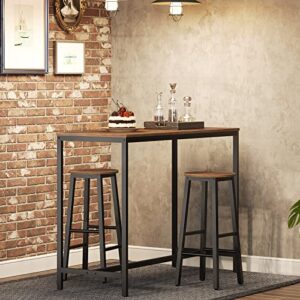 HOOBRO Bar Stools Set of 2, Counter Height Bar Stools, 25.8" Bar Stools for Kitchen Island, Industrial Kitchen Bar Chairs, for Dining Room, Kitchen, Bar, Rustic Brown and Black BF07BY01G1