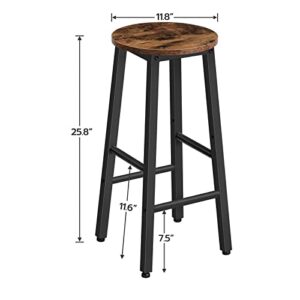 HOOBRO Bar Stools Set of 2, Counter Height Bar Stools, 25.8" Bar Stools for Kitchen Island, Industrial Kitchen Bar Chairs, for Dining Room, Kitchen, Bar, Rustic Brown and Black BF07BY01G1