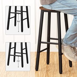 HOOBRO Bar Stools Set of 2, Counter Height Bar Stools, 25.8" Bar Stools for Kitchen Island, Industrial Kitchen Bar Chairs, for Dining Room, Kitchen, Bar, Rustic Brown and Black BF07BY01G1