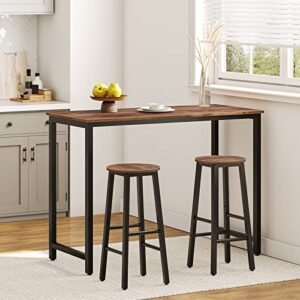 HOOBRO Bar Stools Set of 2, Counter Height Bar Stools, 25.8" Bar Stools for Kitchen Island, Industrial Kitchen Bar Chairs, for Dining Room, Kitchen, Bar, Rustic Brown and Black BF07BY01G1