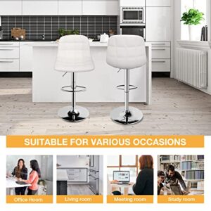 ErgoDesign Bar Stools Set of 2, Adjustable Barstools with Back, Swivel Bar Chairs (White)