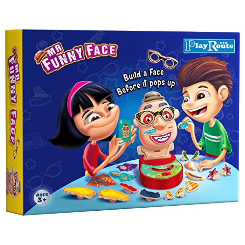 PlayRoute Funny Face Pop Up Game | Fun Board Game for Kids Ages 4-6-8 and up | Preschool Game & Family Game for Kids Girls and Boys | Single or Multi Player Pop Up Toy