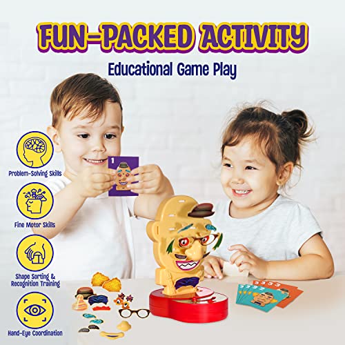 PlayRoute Funny Face Pop Up Game | Fun Board Game for Kids Ages 4-6-8 and up | Preschool Game & Family Game for Kids Girls and Boys | Single or Multi Player Pop Up Toy