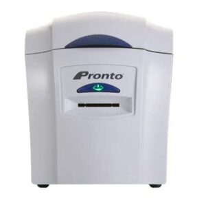 magicard pronto id card printer - single-sided - 3649-0001 w/magicard ma300ymcko color ribbon - ymcko - 300 prints, premium white blank plastic cr80 30 mil pvc cards (500 pack), & cloudbadging lite