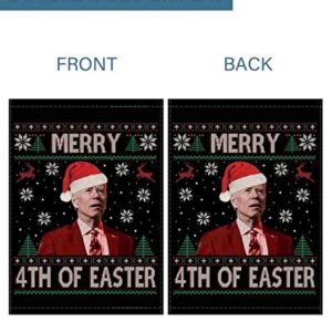 Happy Christmas Flag Merry 4th Of Easter Funny Joe Biden Christmas Flag For Happy Christmas Double Sided Vertical 12.5 x 18 Inch for Seasonal Holiday Yard Decorations