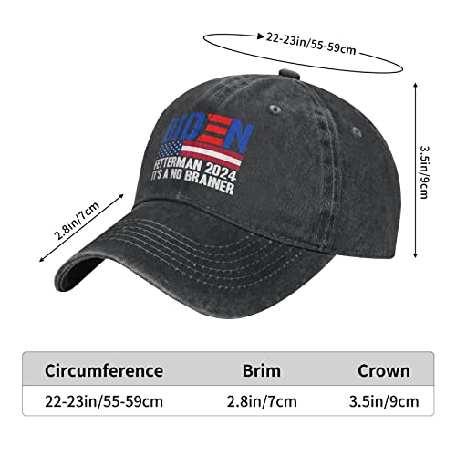 Hat Cap Biden Fetterman 2024 It's A No Brainer Cap for Women Baseball Cap Adjustable Hats Black