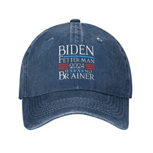 hat biden fetterman 2024 it's a no brainer hat women dad hat cute hats navy blue