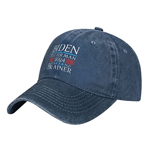 Hat Biden Fetterman 2024 It's A No Brainer Hat Women Dad Hat Cute Hats Navy Blue