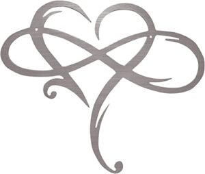 nasuhuai infinity heart metal wall decor metal wall art unique infinity heart wall decor love sign plaque steel art.be used for wall decor bedroom livingroom decor（15.7 * 13.7） (silver)