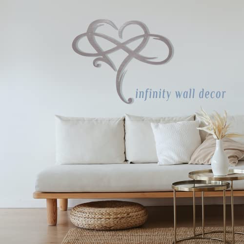 NASUHUAI Infinity Heart Metal Wall Decor Metal Wall Art Unique Infinity Heart Wall Decor Love Sign Plaque Steel Art.Be Used For wall Decor Bedroom Livingroom Decor（15.7 * 13.7） (Silver)