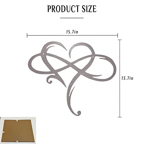 NASUHUAI Infinity Heart Metal Wall Decor Metal Wall Art Unique Infinity Heart Wall Decor Love Sign Plaque Steel Art.Be Used For wall Decor Bedroom Livingroom Decor（15.7 * 13.7） (Silver)