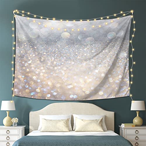 Axayaz Silver Glitter Wall Tapestry 80x60 Inch Diamond Sparkle Shine Stars Glamour Backdrop Hanging Polyester Home Decor for Bedroom Living Room Dorm