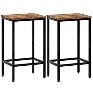 masupu bar stools set of 2,kitchen breakfast bar chairs with footrest,25.8" barstools,rectangular industrial counter stools,adjustable feet, for dining room, kitchen, easy assembly, rustic brown