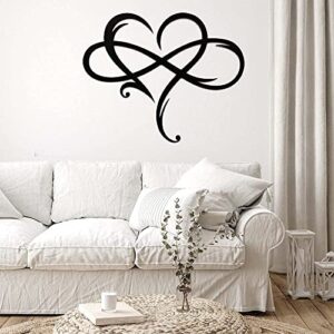 AOOLVY Infinity Heart Wall Decor, Unique Infinity Heart Metal Art Wall Decor Love Sign Steel Wall Plaques Bedroom Ornaments for Home Wedding Decor, Room Living Room Decoration (Black, 23.6x20.6inch)