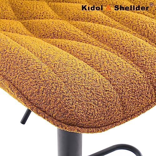 Kidol & Shellder Bar Stools Barstools for Kitchen Island Counter Stools Swivel Height Bar Stool Bar Chair Adjustable Soft Thicked Teddy Velvet 3 Mins Quick Assembly Lold up to 300 lbs(1 Piece,Yellow)