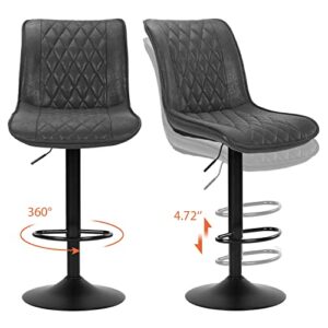 Wolmics bar stools Set of 2, Height Adjustable Counter Height bar stools with Thicken Cushion and Back,Vintage Leather Modern bar Chairs for Home and Kitchen Counter