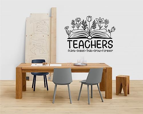 Teachers Wall Decal School Education Vinyl Sticker Classroom Interior Home Art Decor Ideas Office Removable Murals Vinyl Wall Decal (16"T x 23"W)