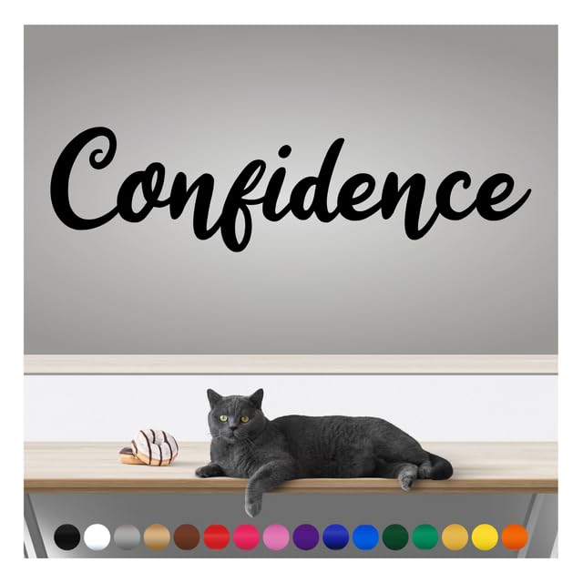 Transform Your Walls with Professional Grade, Outdoor Weatherproof Vinyl Stickers - Happy Sunday - UV Resistant, Made in The USA! Inspirational Words: Confidence: 14 Inch, Satin Silver