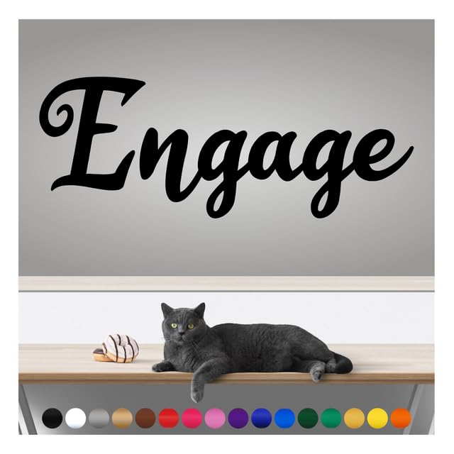 Transform Your Walls with Professional Grade, Outdoor Weatherproof Vinyl Stickers - Happy Sunday - UV Resistant, Made in The USA! Inspirational Words: Engage: 14 Inch, Satin Silver