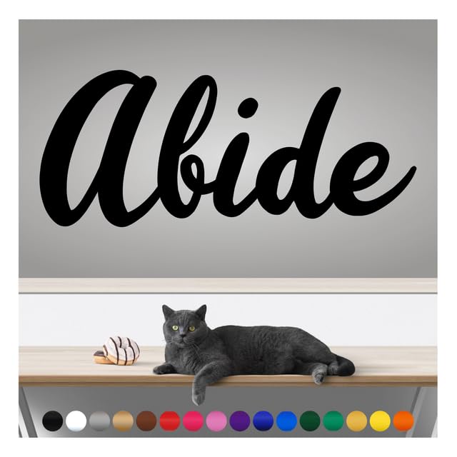 Transform Your Walls with Professional Grade, Outdoor Weatherproof Vinyl Stickers - Happy Sunday - UV Resistant, Made in The USA! Inspirational Words: Abide: 14 Inch, Satin Silver