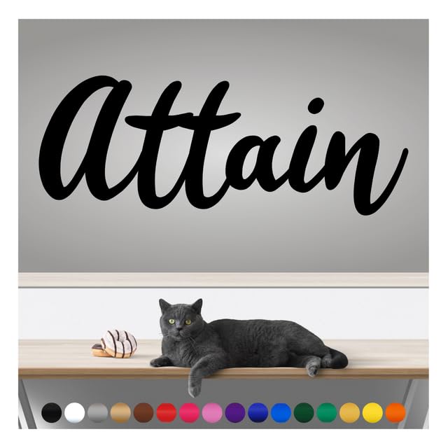 Transform Your Walls with Professional Grade, Outdoor Weatherproof Vinyl Stickers - Happy Sunday - UV Resistant, Made in The USA! Inspirational Words: Attain: 14 Inch, Satin Silver