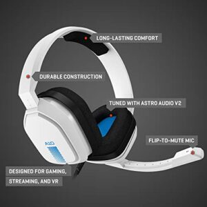 ASTRO Gaming A10 Wired Gaming Headset, Lightweight and Damage Resistant, ASTRO Audio, 3.5 mm Audio Jack, for Xbox Series X|S, Xbox One, PS5, PS4, Nintendo Switch, PC, Mac- White/Blue