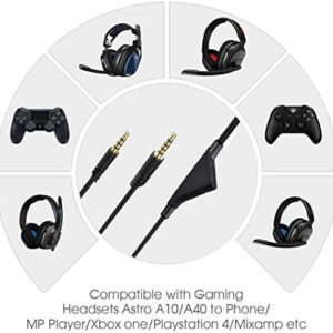 Replacement Astro A10 A40 Cable Cord with Mute Function, Also Working for Astro A10/A40 Gaming Headsets Xbox One Ps4 Controller Headphone Aux Cable 3.5mm Audio Extension Cable 6.5ft