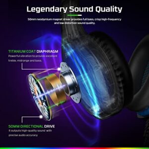 Fachixy [2023 New FC100 Gaming Headset with Microphone for PS4/PS5/PC/Xbox/Nintendo Switch, Xbox One Headset with RGB Light, Computer Headset with Mic