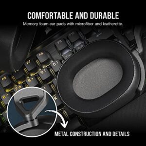 Corsair HS65 SURROUND Gaming Headset (Leatherette Memory Foam Ear Pads, Dolby Audio 7.1 Surround Sound on PC and Mac, SonarWorks SoundID Technology, Multi-Platform Compatibility) Carbon