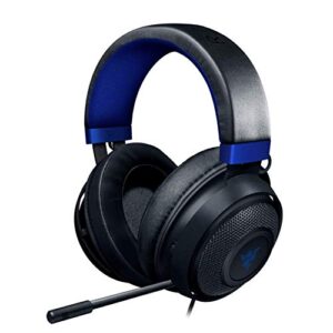 razer kraken gaming headset: lightweight aluminum frame - retractable noise isolating microphone - for pc, ps4, ps5, switch, xbox one, xbox series x & s, mobile - 3.5 mm headphone jack - black/blue