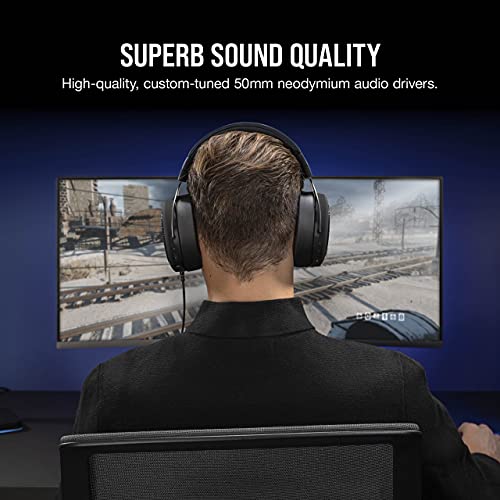 Corsair HS60 HAPTIC Stereo Gaming Headset with Haptic Bass - Taction Technology - Discord Certified - iCUE Compatible - PC - Carbon