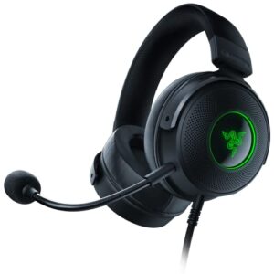 razer kraken v3 wired usb gaming headset: triforce titanium 50mm drivers - thx spatial audio - chroma rgb lighting - hybrid fabric & leatherette memory foam cushions - detachable hyperclear mic