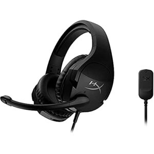 hyperx cloud stinger s – gaming headset, for pc, virtual 7.1 surround sound, lightweight, memory foam, soft leatherette, durable steel sliders, swivel-to-mute noise-cancelling microphone, black