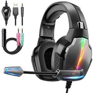 camdive gaming headset for ps4 ps5 pc xbox one, 3d stereo sound ps5 headset, noise-cancelling over ear gaming headphones with mic for switch laptop mobile