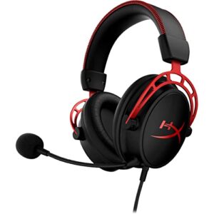 hyperx cloud alpha - gaming headset, dual chamber drivers, legendary comfort, aluminum frame, detachable microphone, works on pc, ps4, ps5, xbox one/ series x|s, nintendo switch and mobile – red