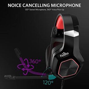 Fiodio 7.1 Surround Sound Gaming Headset with LED Effect, Stereo Headphones with Comfortable Ergonomic Earmuff and Microphone