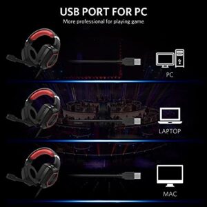 Fiodio 7.1 Surround Sound Gaming Headset with LED Effect, Stereo Headphones with Comfortable Ergonomic Earmuff and Microphone