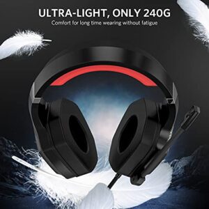 Fiodio 7.1 Surround Sound Gaming Headset with LED Effect, Stereo Headphones with Comfortable Ergonomic Earmuff and Microphone