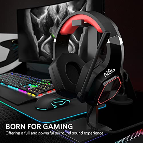 Fiodio 7.1 Surround Sound Gaming Headset with LED Effect, Stereo Headphones with Comfortable Ergonomic Earmuff and Microphone