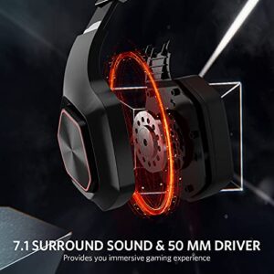 Fiodio 7.1 Surround Sound Gaming Headset with LED Effect, Stereo Headphones with Comfortable Ergonomic Earmuff and Microphone