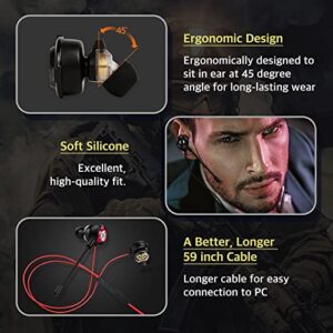 SOUND PANDA SPE-G9 Plus+ Gaming Earbuds Triple Driver 3.5mm with Dual Microphone | Wired Earbuds with 1.5m Cable | for PC, Mobile, Xbox, PS5, PS4, Switch | in-Ear Gaming Headset (Red)