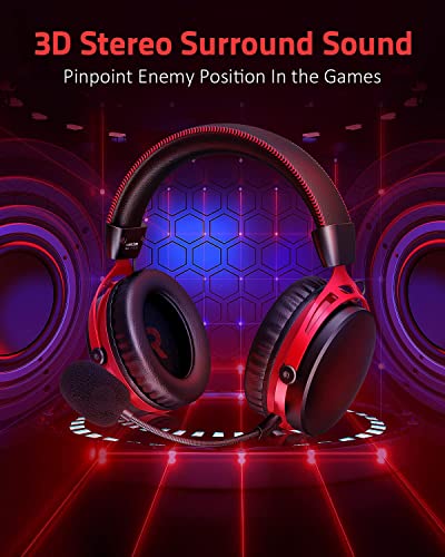 WolfLawS Gaming Headset for PS5 PS4 PC Xbox One Switch, Removable Noise Cancelling Over Ear Headphones with Mic, Bass Surround Sound, Memory Earmuffs, Wired Headsets for Mac Laptop Xbox Series