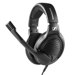 massdrop x sennheiser pc37x gaming headset — noise-cancelling microphone with over-ear open-back design, 10 ft detachable cable, and velour earpads,black